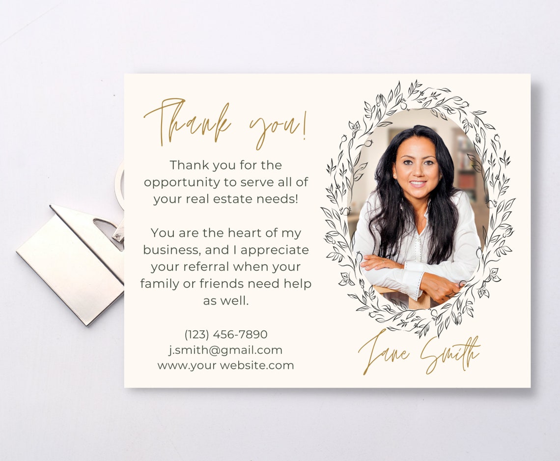 Realtor Thank You Card Template Thank You Card for Real - Etsy