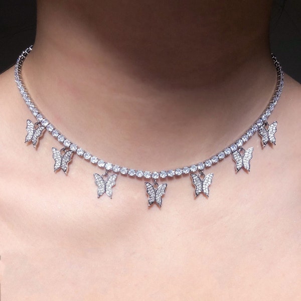 Butterfly Tennis Necklace - Etsy