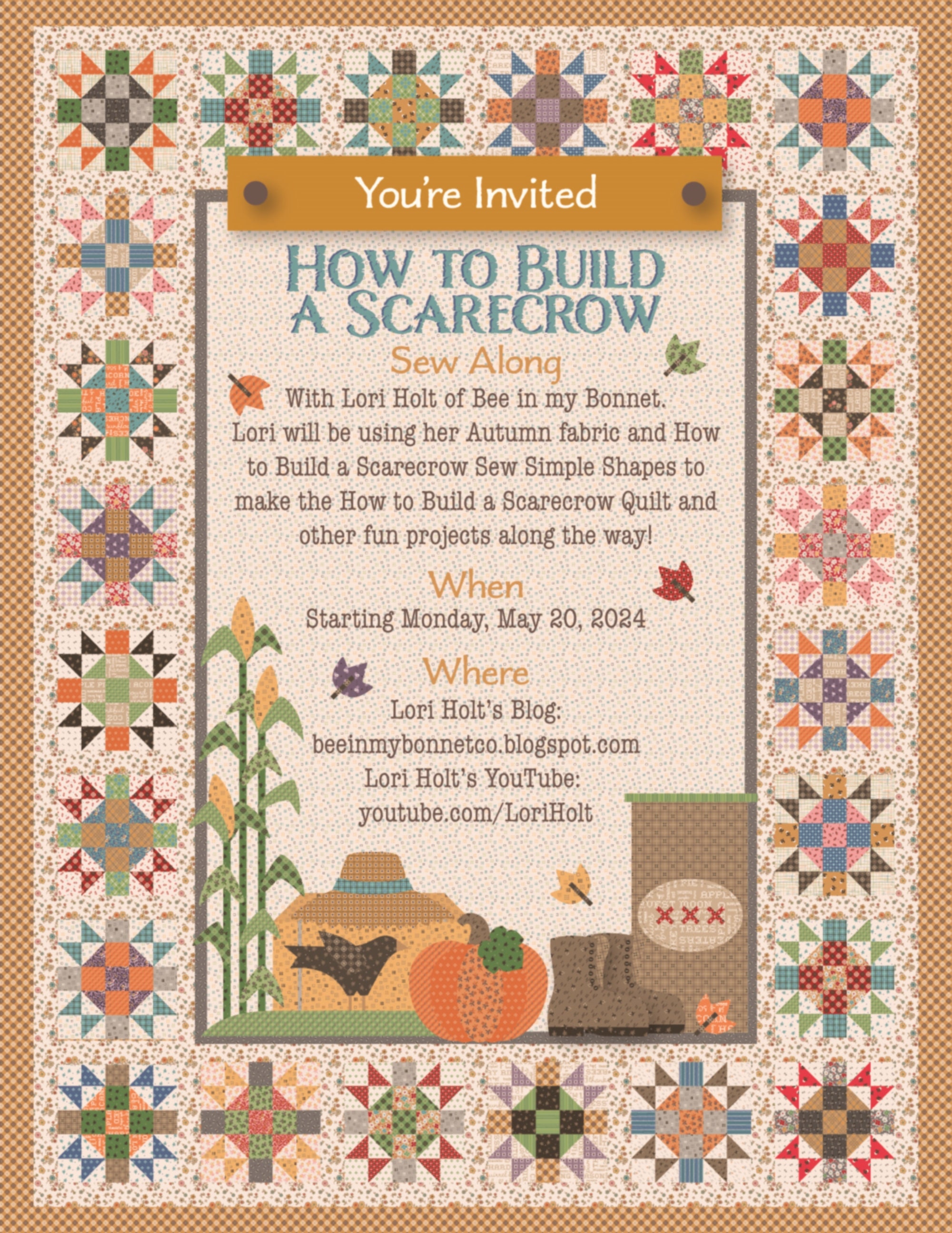 Templates | How to Build a Scarecrow Templates by Lori Holt - Etsy