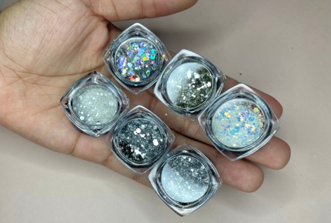 6 Small Glitter Containers for Nail Decoration, Resin Accessories and ...