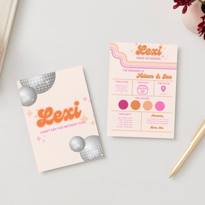 BRIDESMAID INFO CARD | Canva Template, Bridal Party Info Card ...