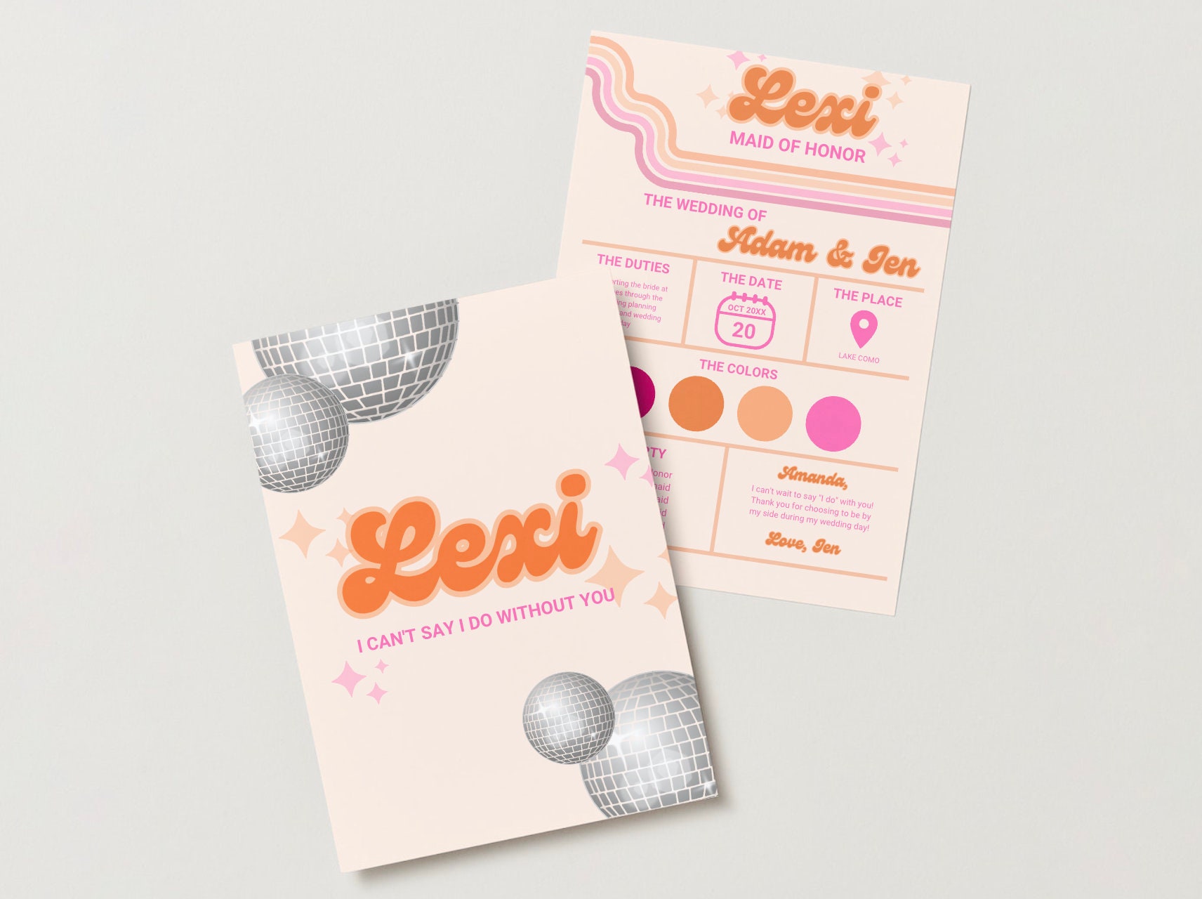 BRIDESMAID INFO CARD | Canva Template, Bridal Party Info Card ...