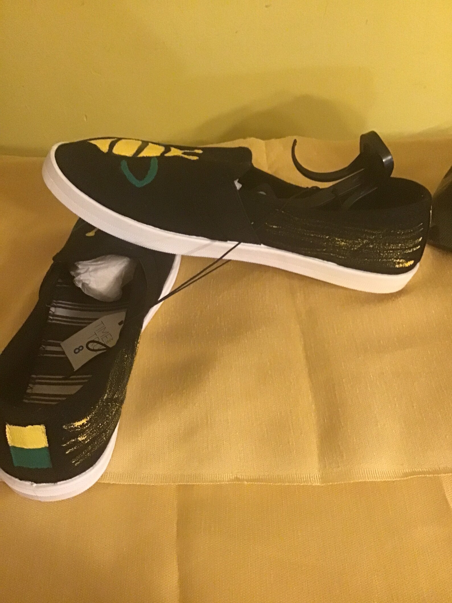 New Jamaican Color Womens Casual Slip on Convas Shoe. Hand Painted ...