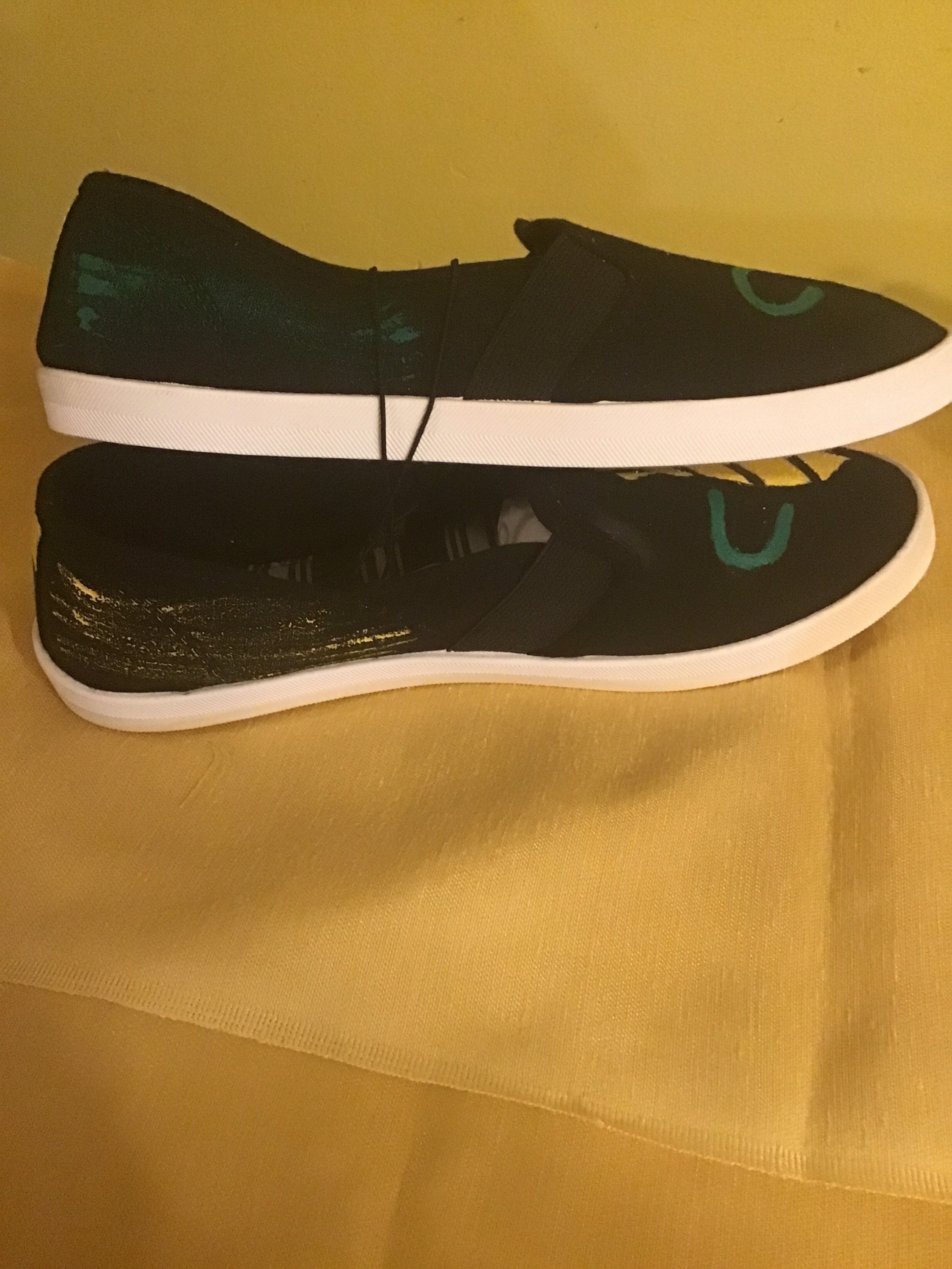 New Jamaican Color Womens Casual Slip on Convas Shoe. Hand Painted ...