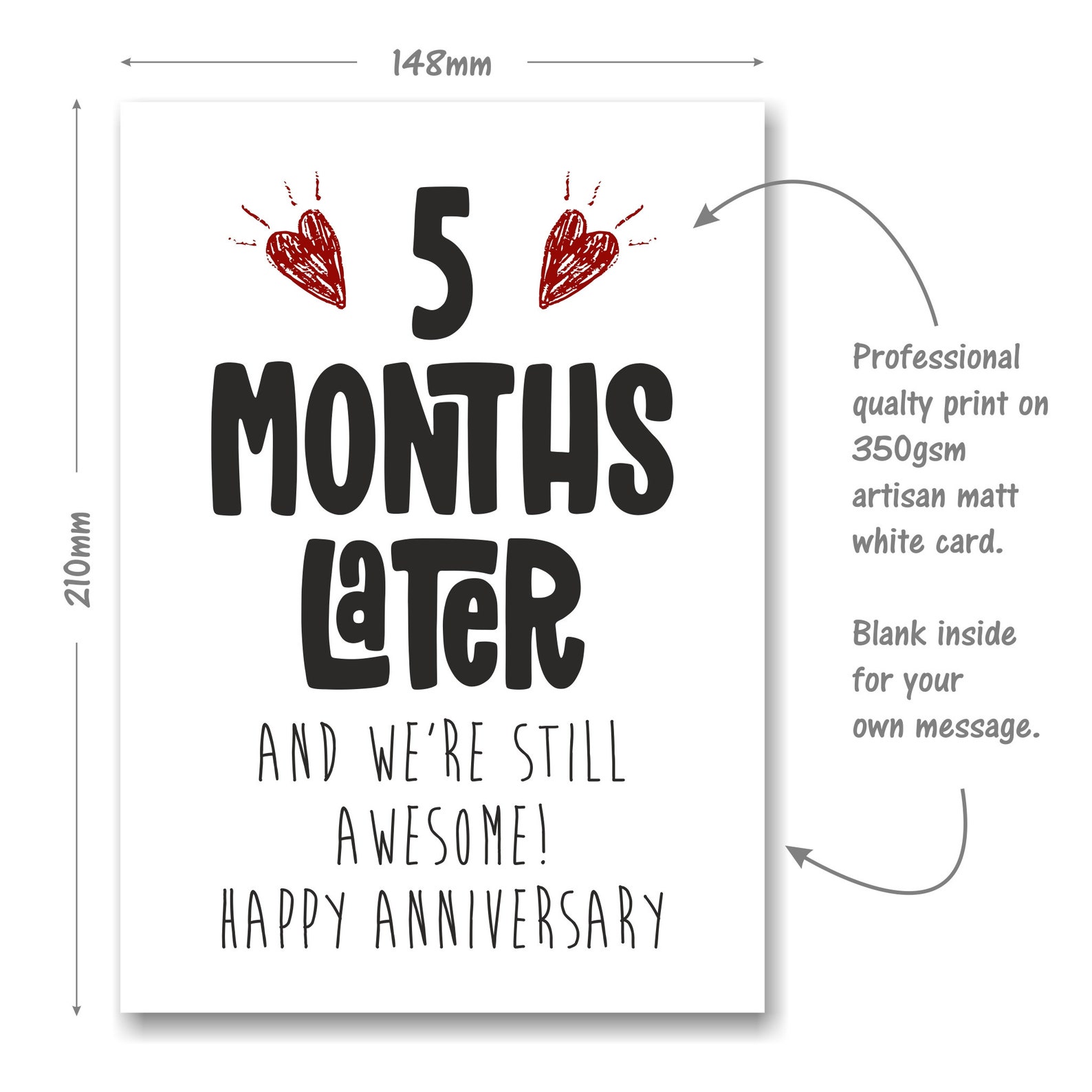 5th Month Anniversary Card 5 Months Later and Still Awesome - Etsy