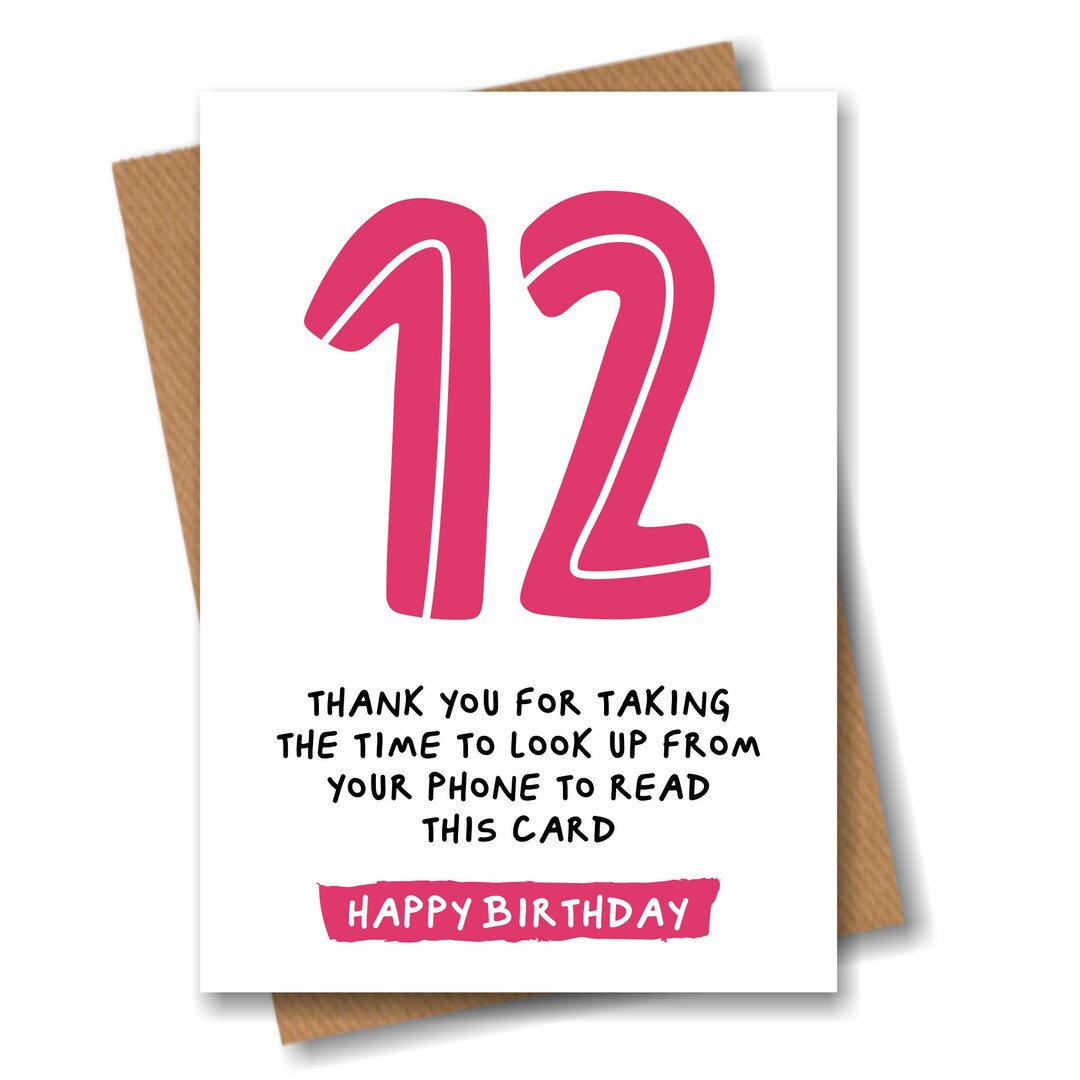12th Birthday Card - Funny Joke for 12 Twelve Year Old - Etsy