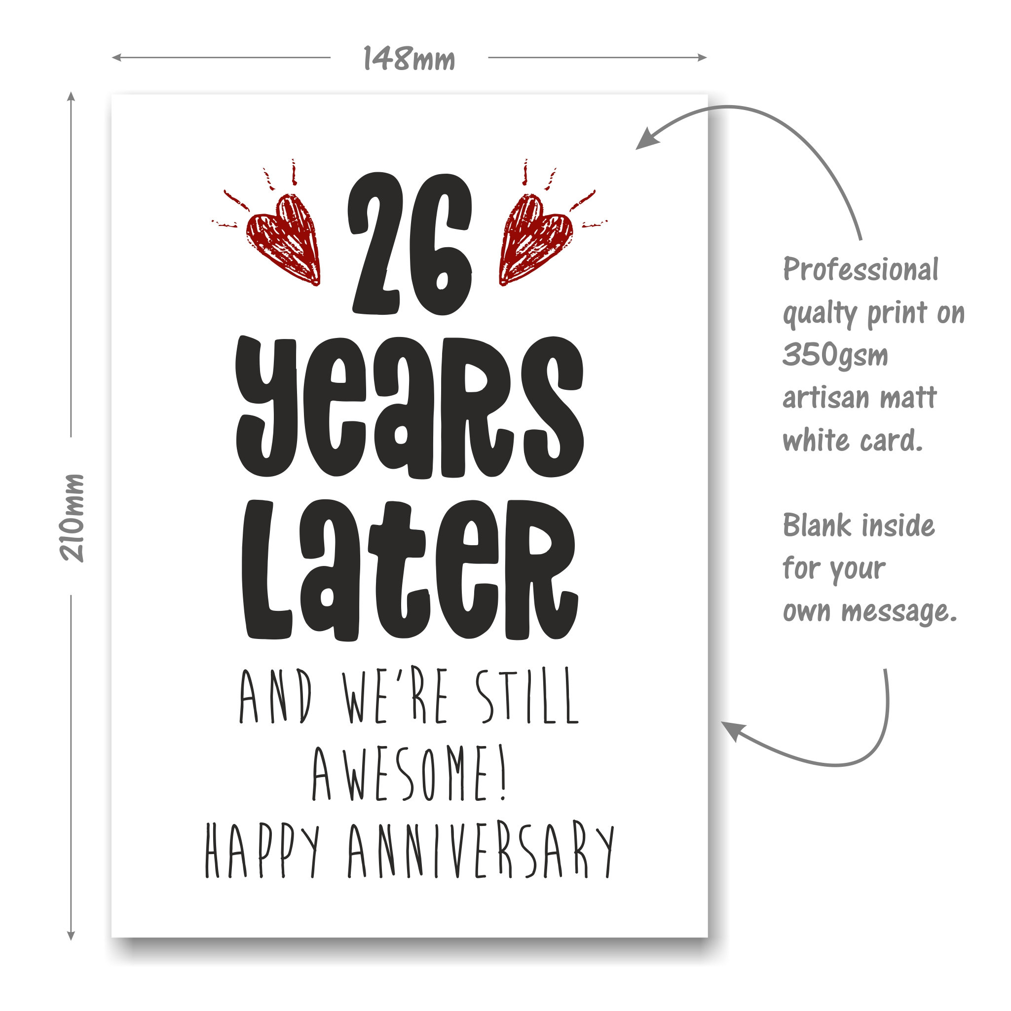 26th Anniversary Card 26 Years Later and Still Awesome - Etsy UK