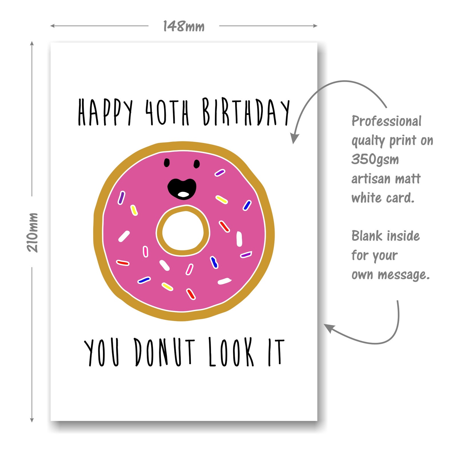 40th Birthday Card Donut 40 Forty Boyfriend Friend Doughnut | Etsy