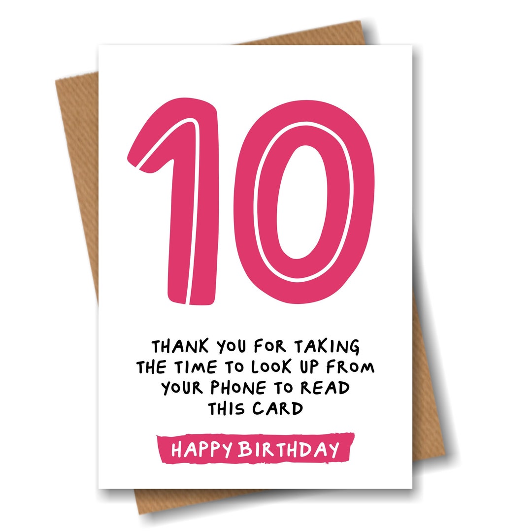 10th Birthday Card - Funny Joke for 10 Ten Year Old - Etsy