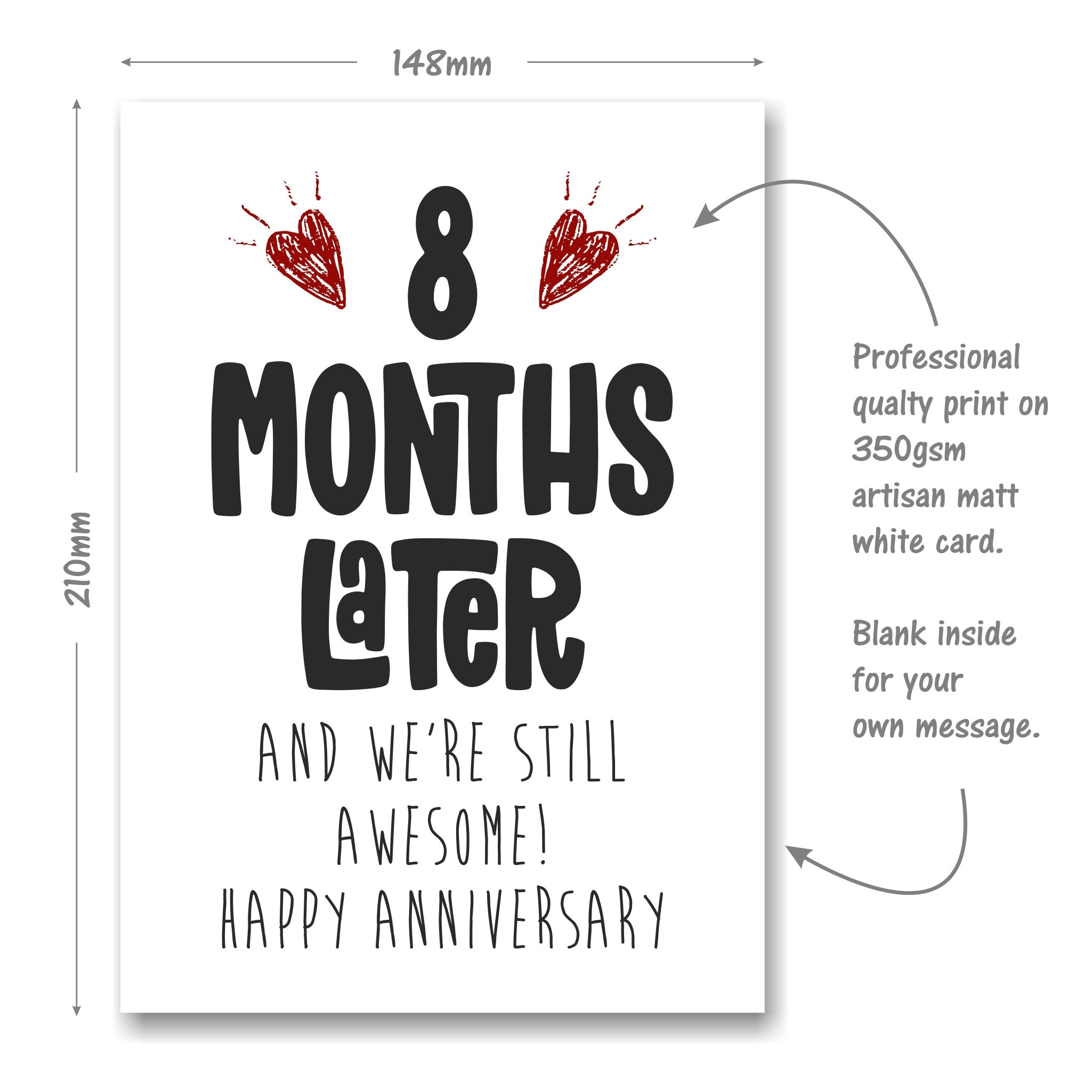 8th Month Anniversary Card 8 Months Later and Still Awesome | Etsy UK