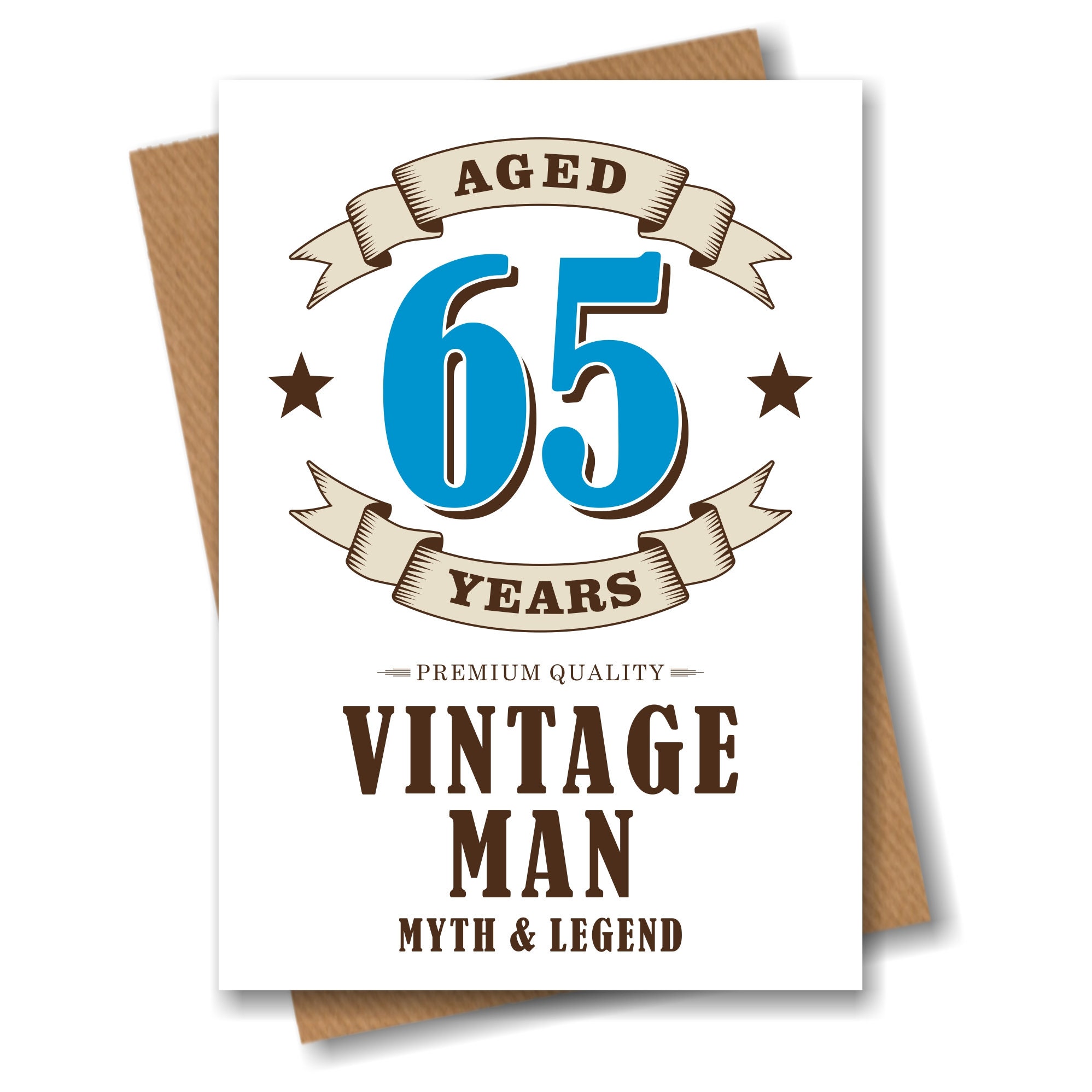 65th Birthday Card Vintage Age 65 Husband Brother Dad Men Grandad ...