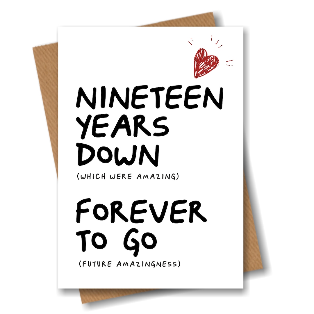 19th Anniversary Card - Nineteen Years Down Forever to Go - 19 Year ...