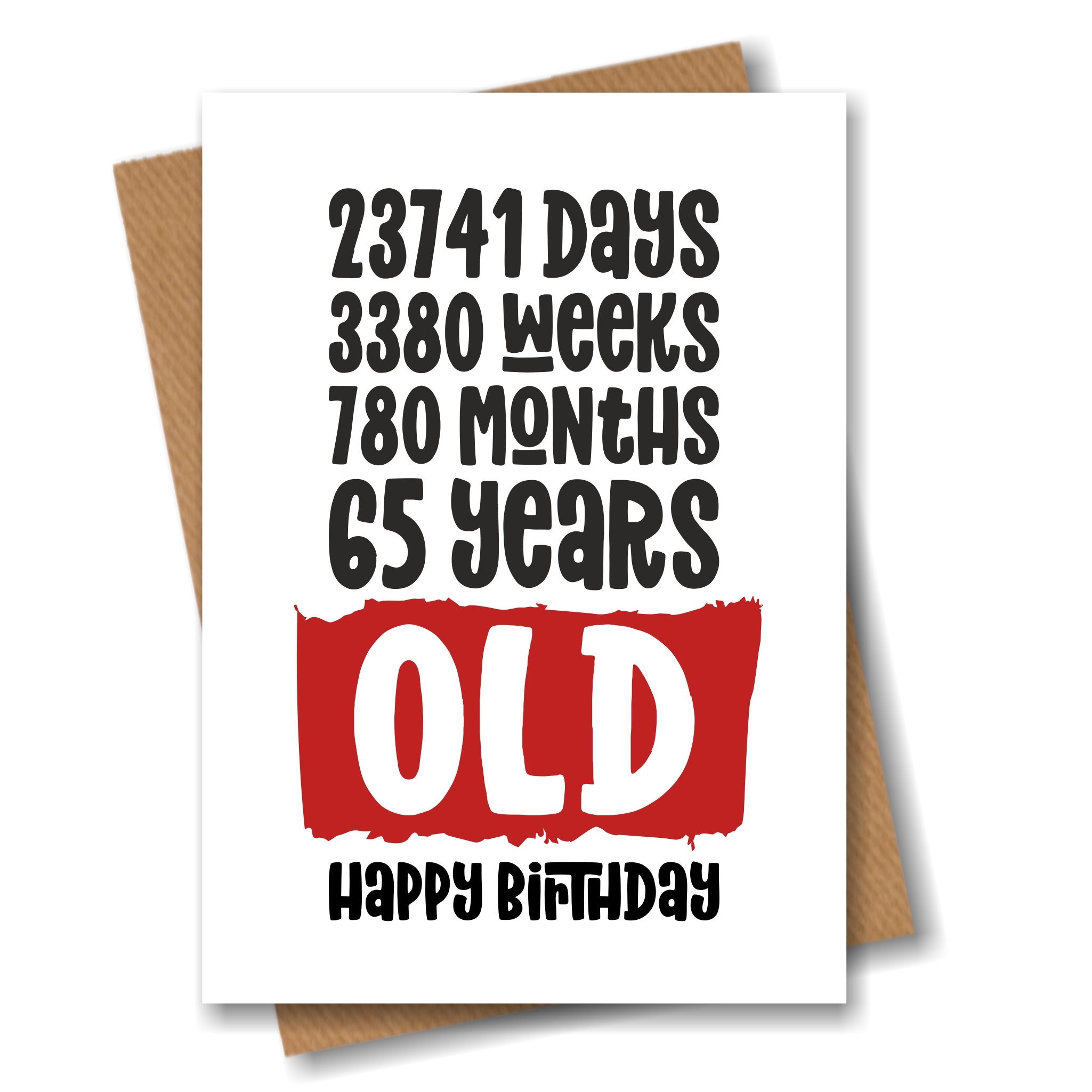 65th Birthday Card - Funny Card for Him or Her 65 Years Old - Etsy UK