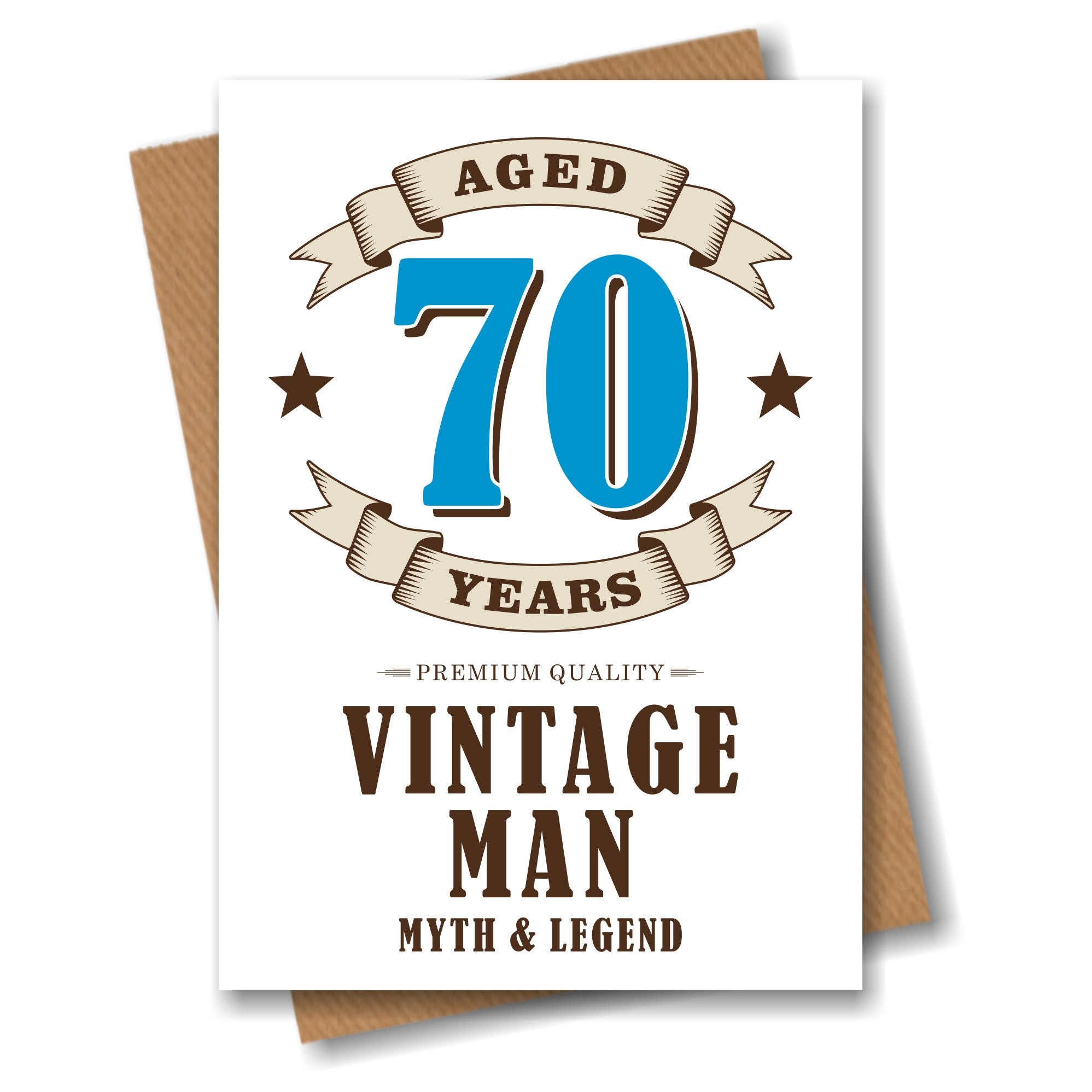 70th Birthday Card Vintage Age 70 Seventy Husband Brother Dad Etsy Uk