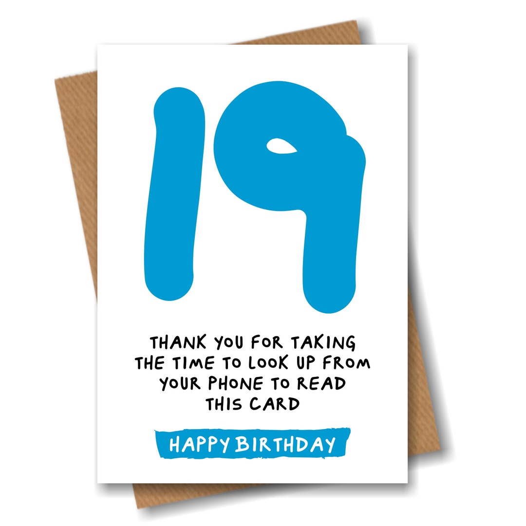 19th Birthday Card Funny Joke For 19 Year Old Etsy UK 19th Birthday Card Funny Joke For 19 Year Old Etsy UK