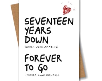 17th Anniversary Card Seventeen Years Down Forever to Go - Etsy