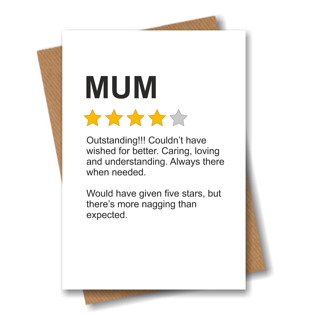 Funny Birthday Card for Mum Product Star Rating Review - Etsy