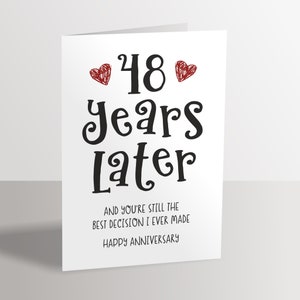 48 Year Anniversary Card - You Are the Best Decision I Ever Made - 48th ...