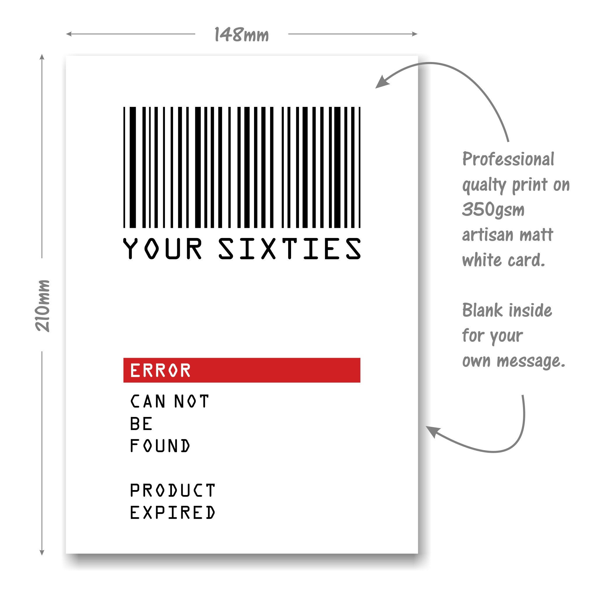 70th Birthday Card Sixties Expired Barcode Funny 70 Year | Etsy