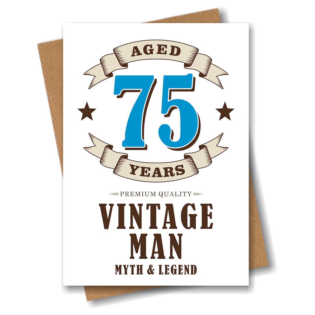 75th Birthday Card Vintage Age 75 Husband Brother Dad Men Grandad ...