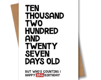 Funny 28th Birthday Card 28 and Looking Great 28th Birthday - Etsy