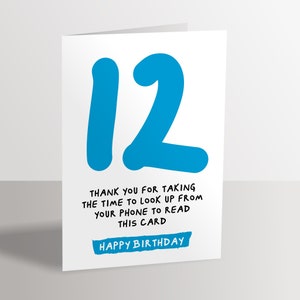 12th Birthday Card - Funny Joke for 12 Twelve Year Old - Etsy