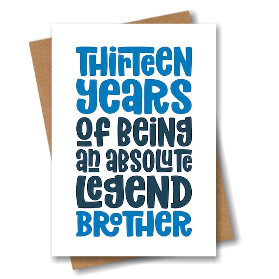 Brother 13th Birthday Card for Brother 13 Thirteen Years | Etsy