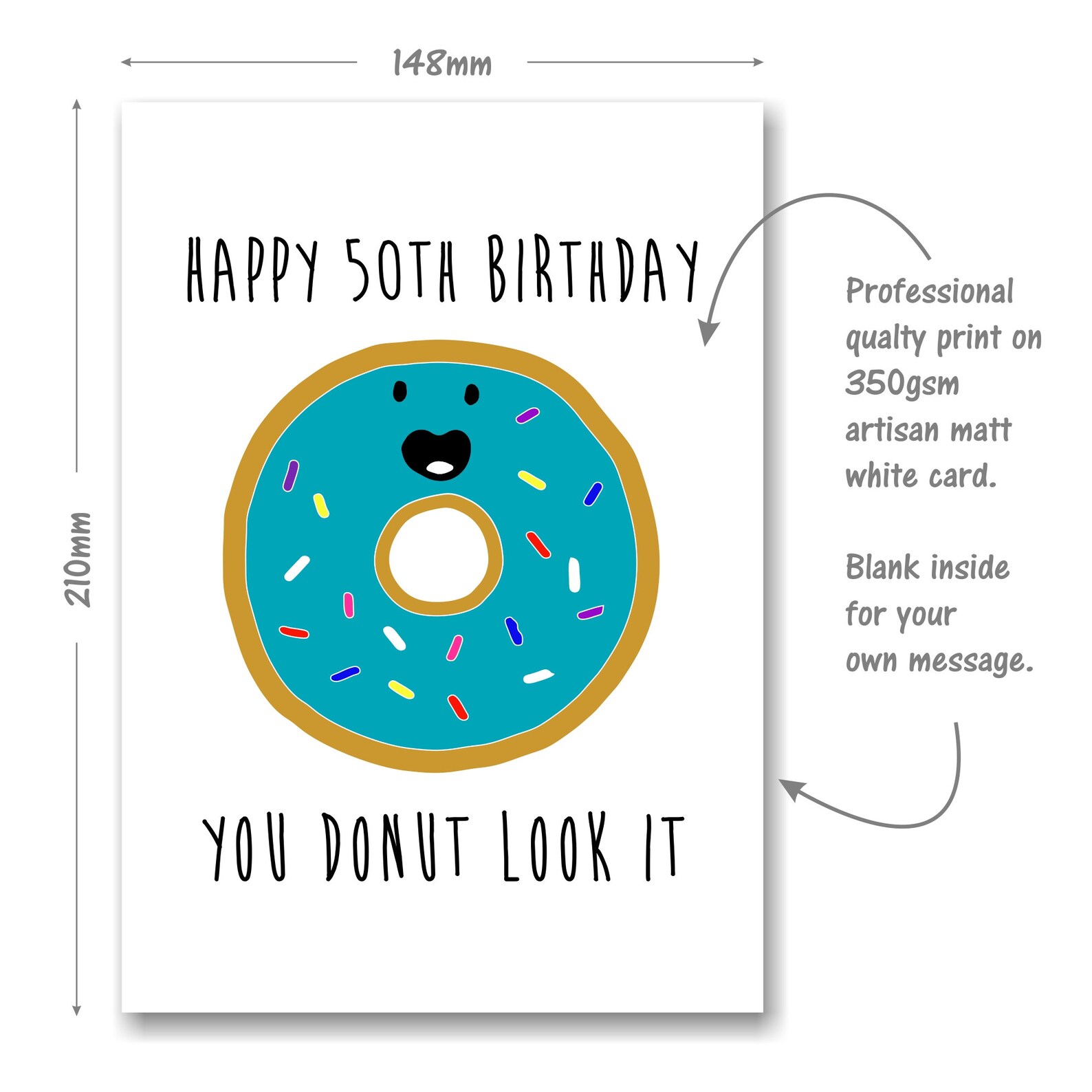 50th Birthday Card Donut 50 Fifty Best Friend Doughnut Him Her - Etsy