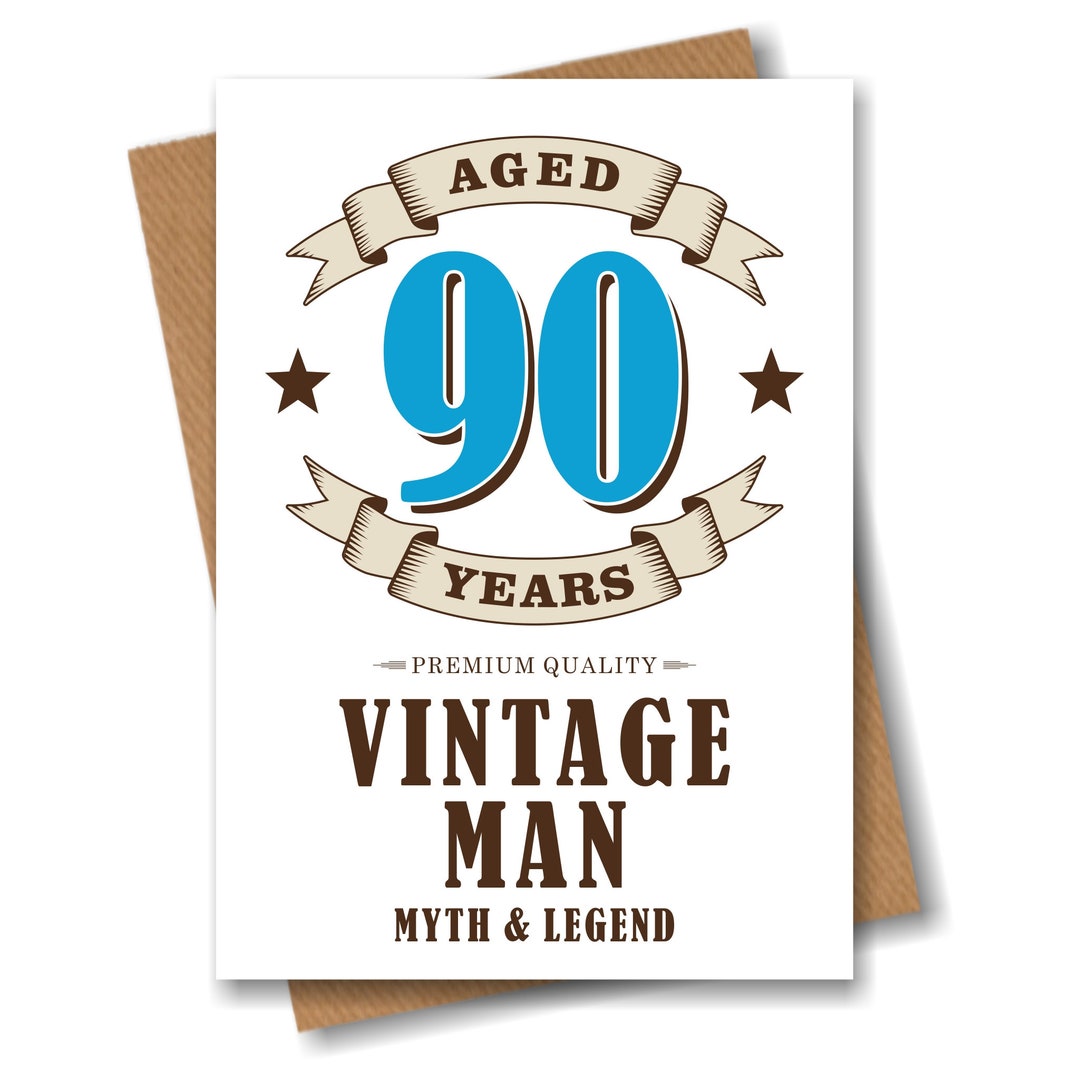 90th Birthday Card for Men - Vintage Age 90 Years Old - Etsy