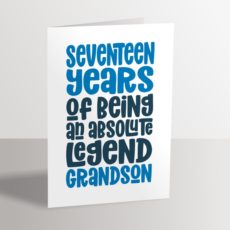 Grandson 17th Birthday Card for Grandson 17 Years Absolute - Etsy