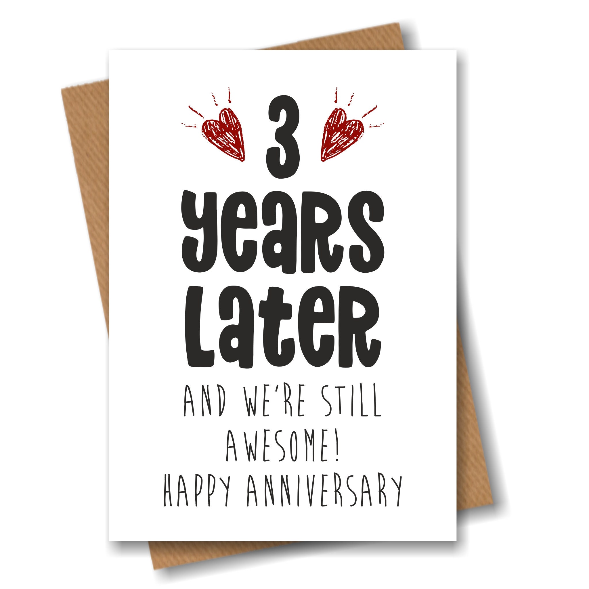 3rd Anniversary Card Leather Wedding Anniversary Card ...