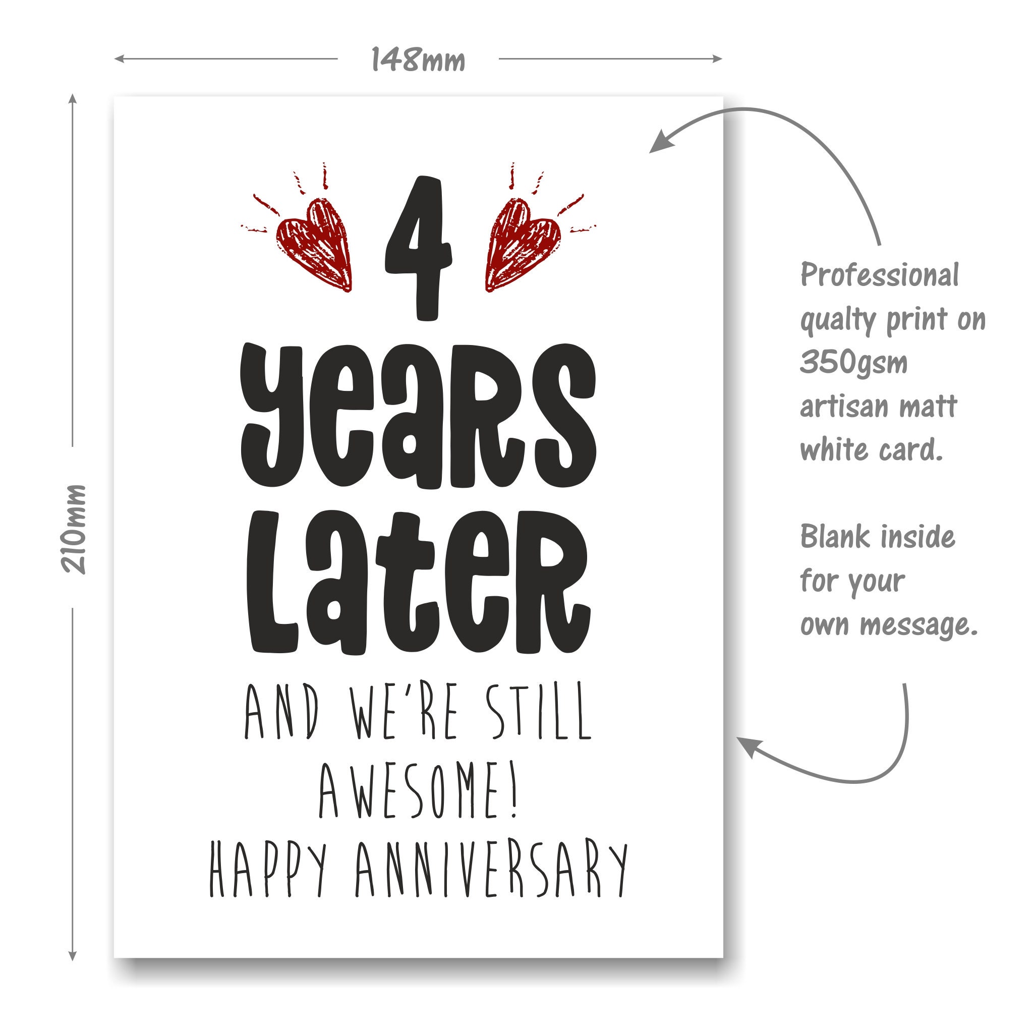 4th Anniversary Card 4 Years Later and Still Awesome - Etsy UK