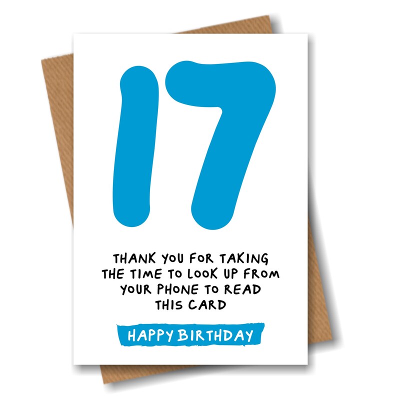 17th Birthday Card Funny Joke For 17 Year Old Etsy