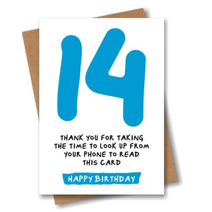 14th Birthday Card - Funny Joke for 14 Year Old - Etsy UK