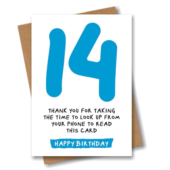 14th Birthday Card Funny Joke for 14 Year Old | Etsy UK