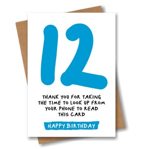12th Birthday Card - Funny Joke for 12 Twelve Year Old - Etsy