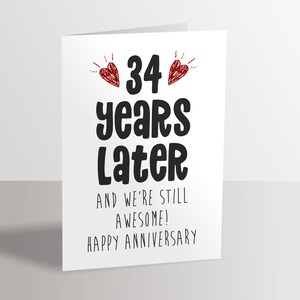 34th Anniversary Card - 34 Years Later and Still Awesome - 34th Wedding ...