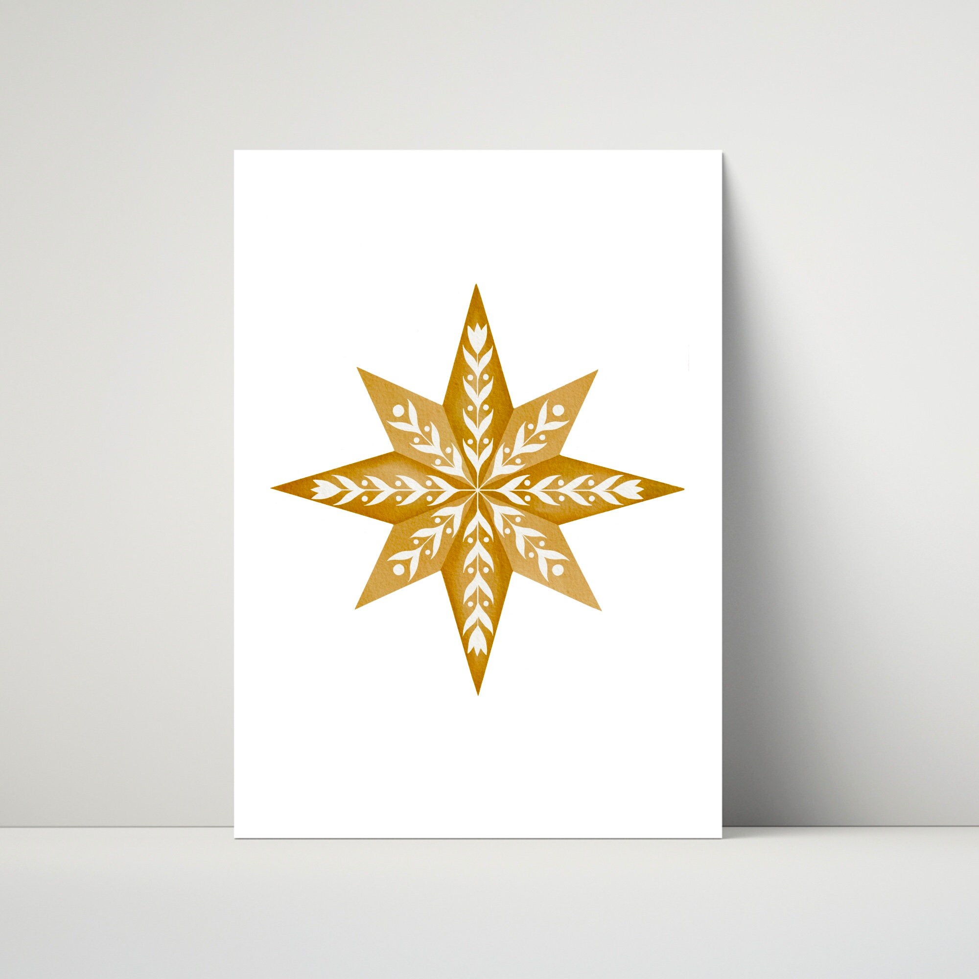 Folk Star Illustration Digital Download, Printable Wall Art, Folk Art ...