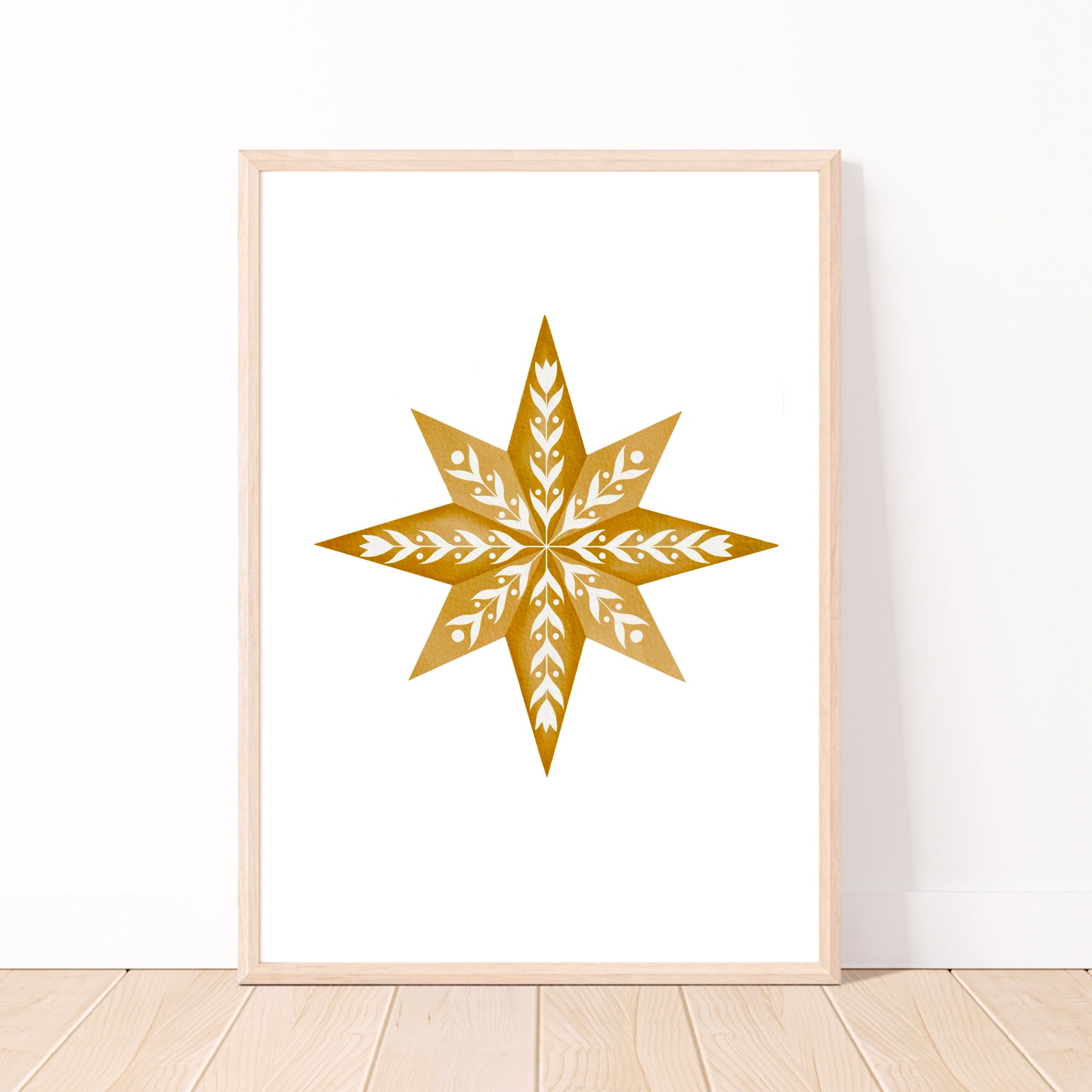 Folk Star Illustration Digital Download, Printable Wall Art, Folk Art ...