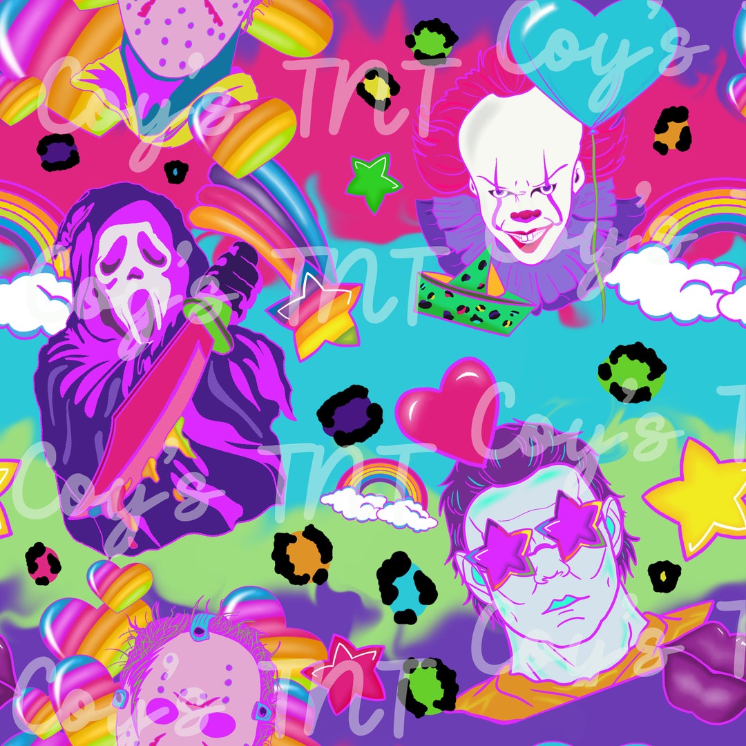 90s Lisa Frank Inspired Horror Seamless File *digital* Only Valentine ...