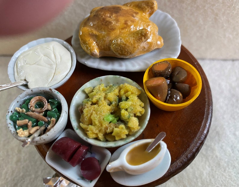 1:12 Miniature Dollhouse Holiday Meal-thanksgiving Dinner-turkey Dinner ...