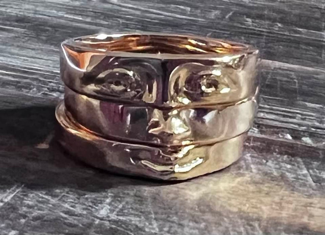 Gold Face Ring, 3 Stackable Rings, Bohemian Jewelry, Happy Face Ring ...