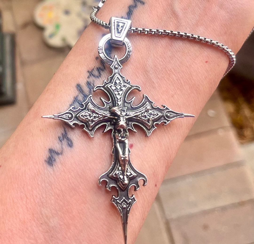 Gothic Jewelry, Gothic Cross Pendant, Skeleton Jewelry, Skull Jewelry ...