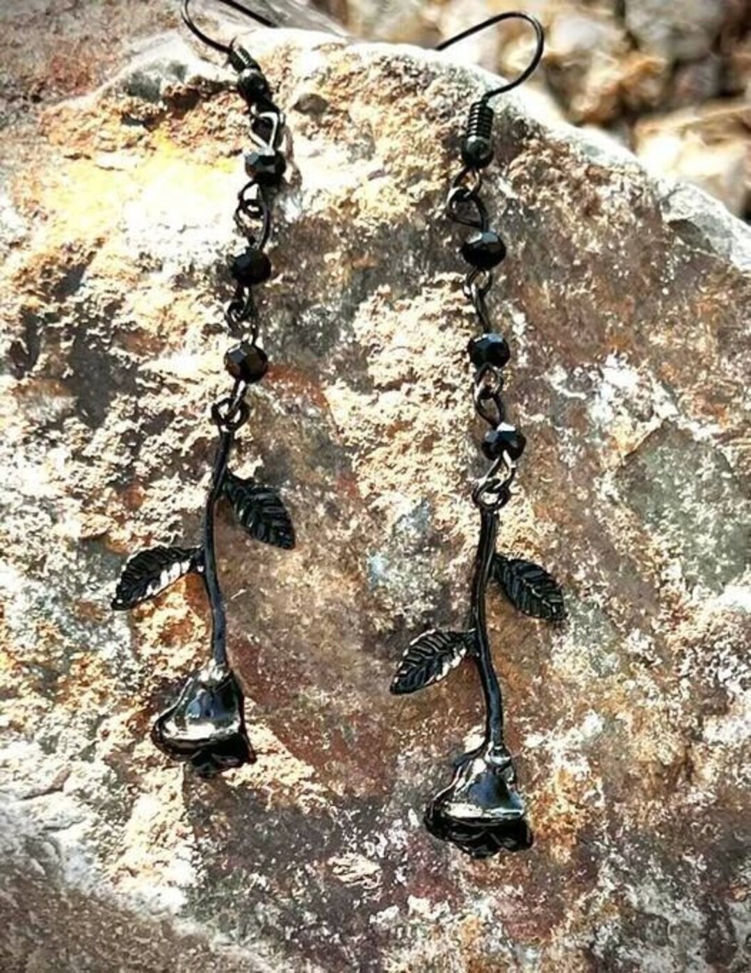 Gothic Jewelry Gothic Earrings Black Rose Jewelry - Etsy