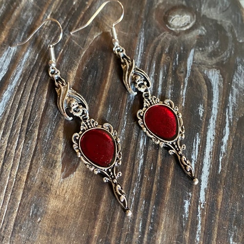 Sterling Silver Ruby Earrings Sterling Silver Ruby Drop | Etsy