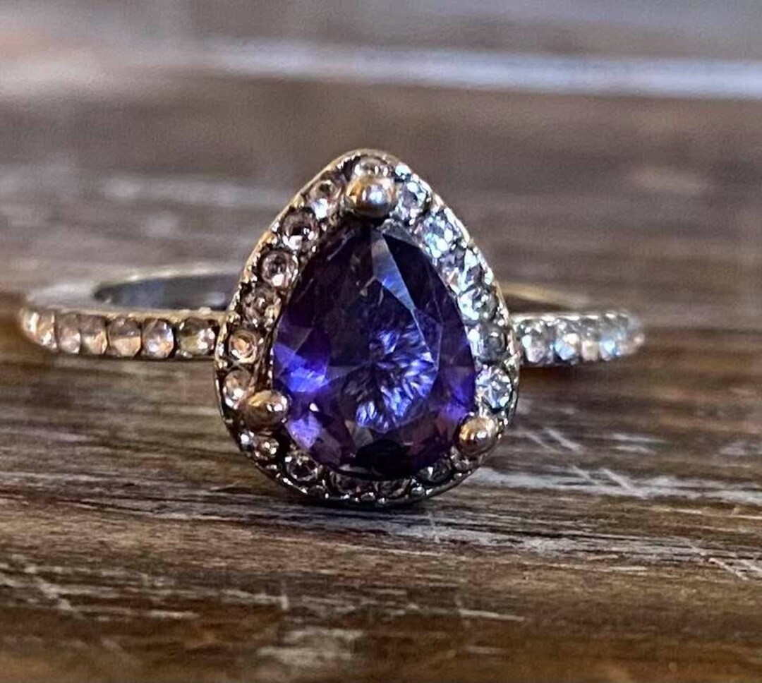 Stunning Amethyst Ring Set Crystal Rings Amethyst Jewelry Womens Rings ...