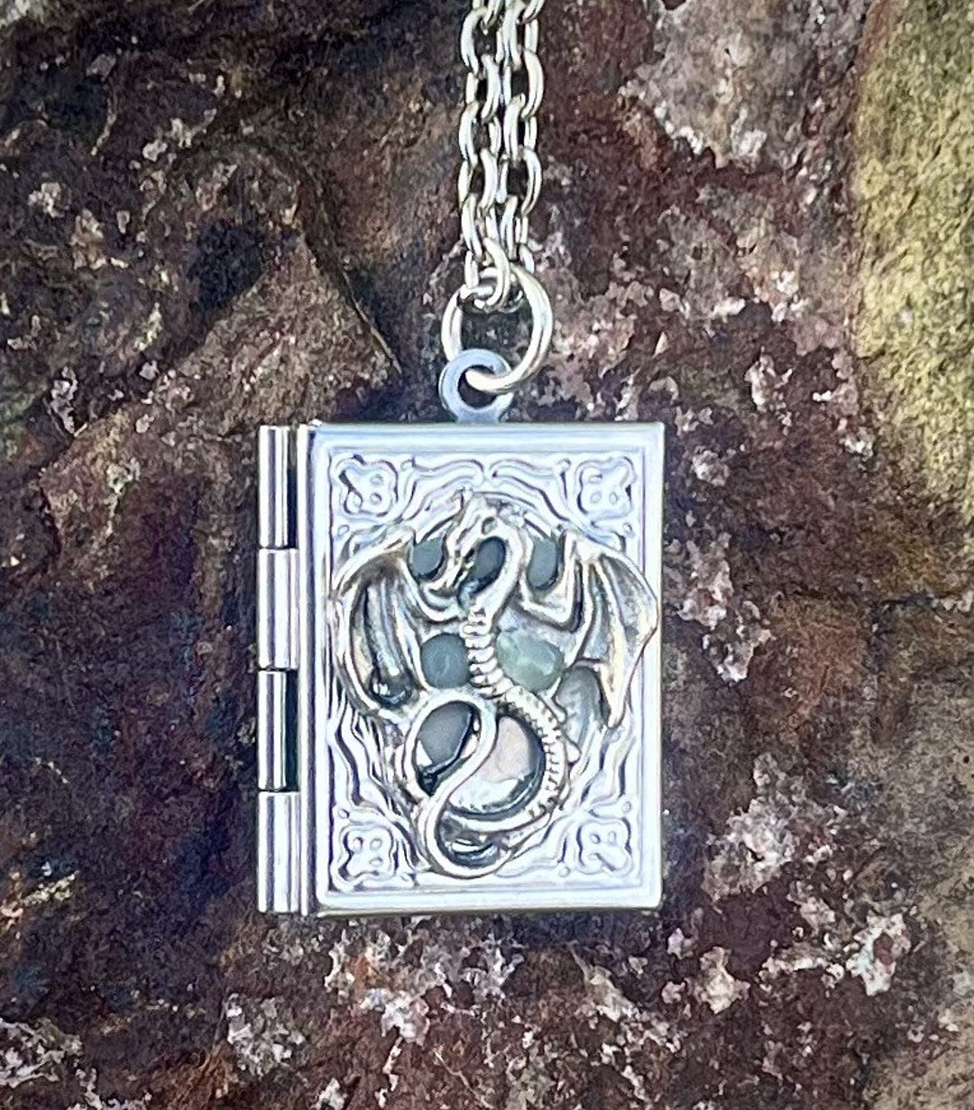 Gothic Jewelry, Gothic Rose Locket, Dragon Locket, Bohemian Necklace ...