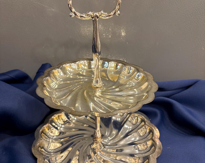 Two Tier Gold Plated Serving Tray - Etsy
