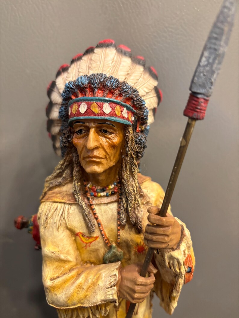 Native American Indian Polyresin Chief Holding a Spear. - Etsy
