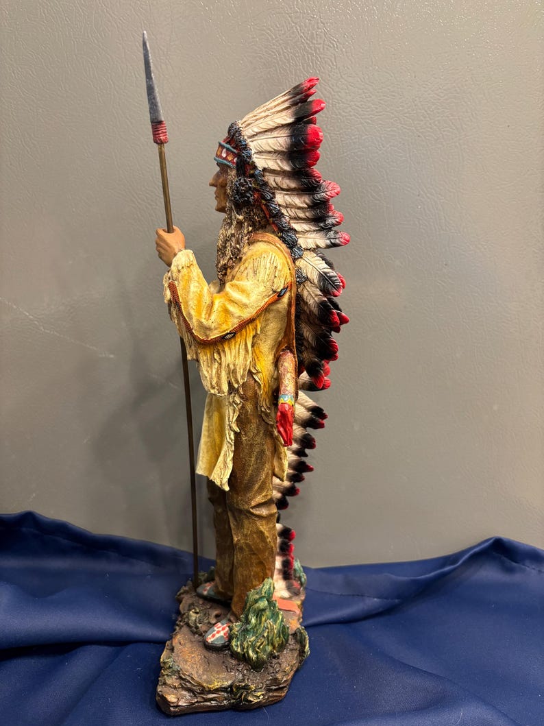 Native American Indian Polyresin Chief Holding a Spear. - Etsy